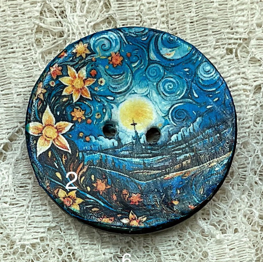 1.18” Buttons- Celestial moons and sun-Van Gogh styles-assorted-Great ...