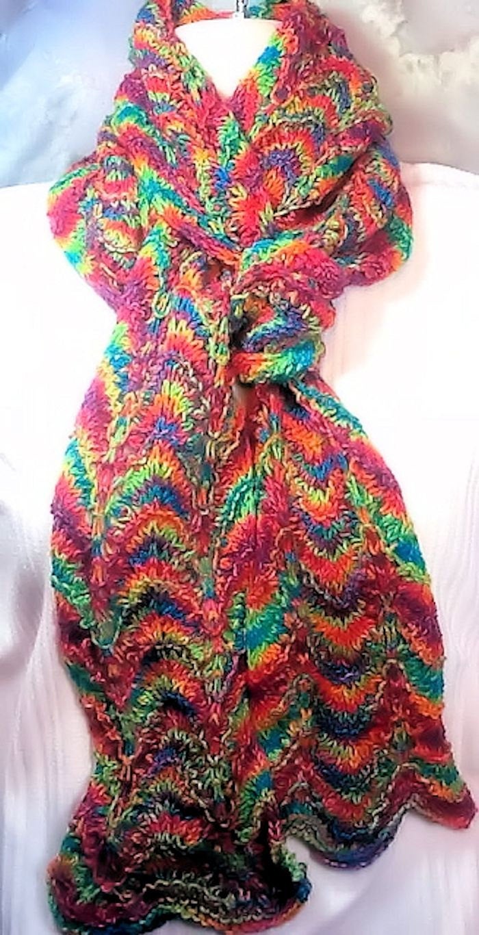 Feather And Fan Crochet Scarf Pattern Feather Fan Lace Knit Scarf